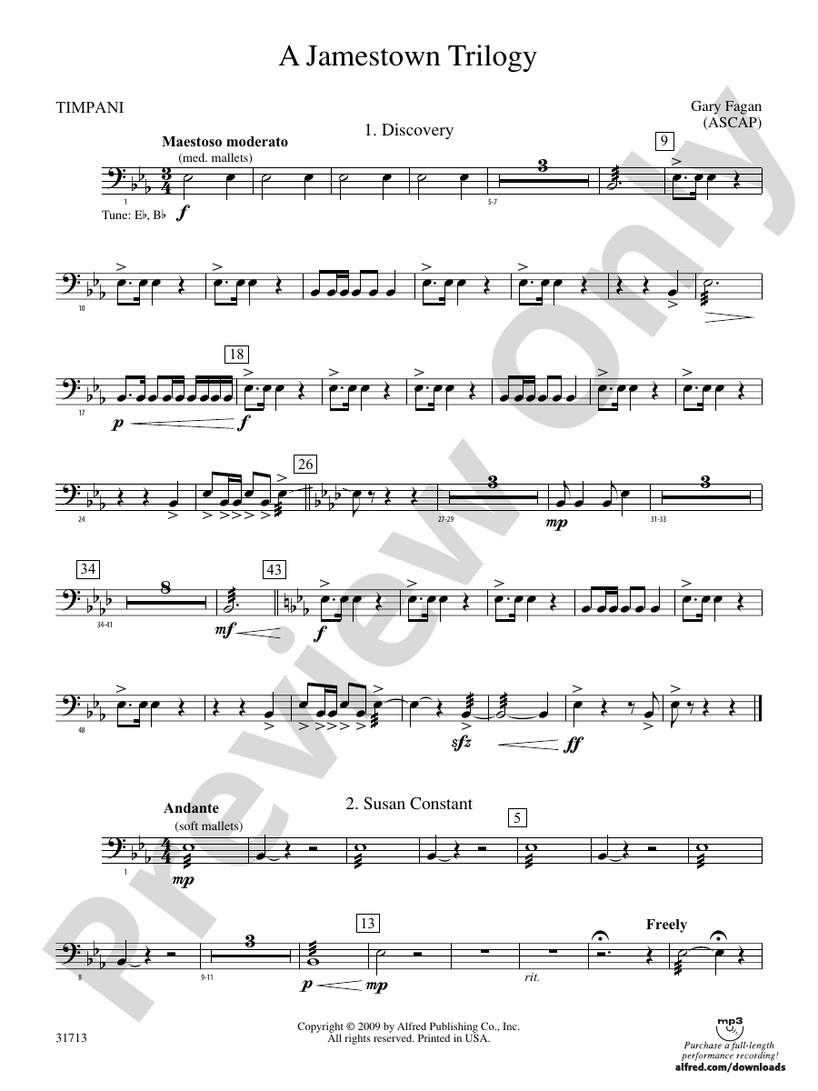 A Jamestown Trilogy: Timpani: Timpani Part - Digital Sheet Music Download