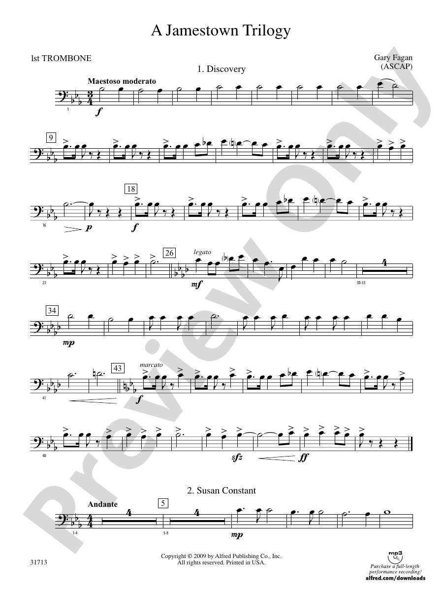 A Jamestown Trilogy: 1st Trombone: 1st Trombone Part - Digital Sheet ...
