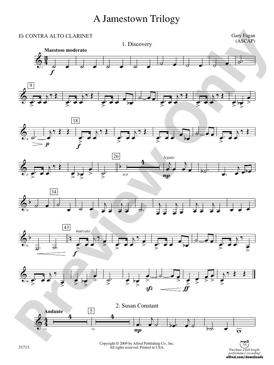 A Jamestown Trilogy: (wp) E-flat Contrabass Clarinet: (wp) E-flat Contrabass Clarinet World Part ...