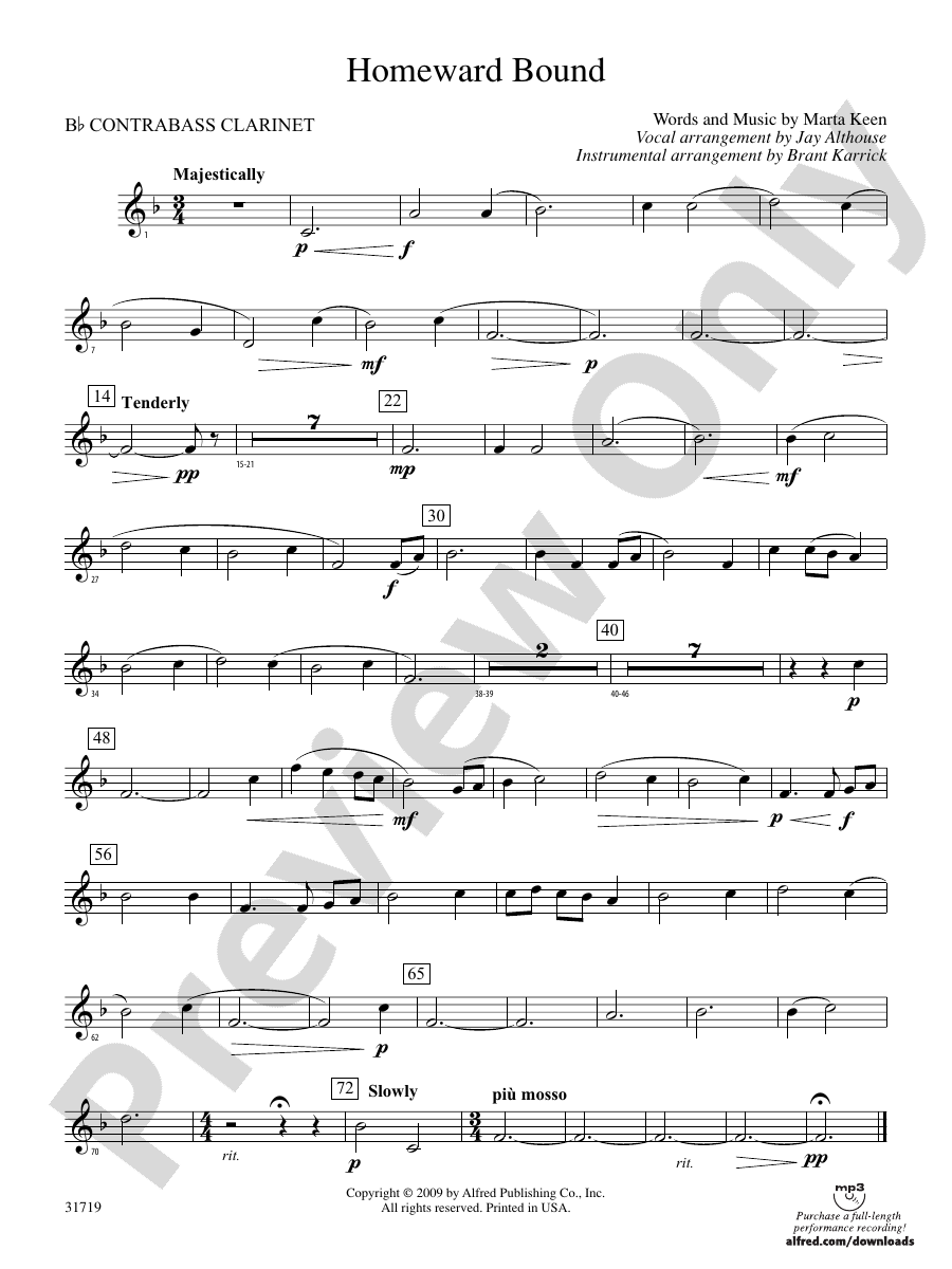 Homeward Bound: (wp) B-flat Contrabass Clarinet: (wp) B-flat Contrabass Clarinet World Part ...