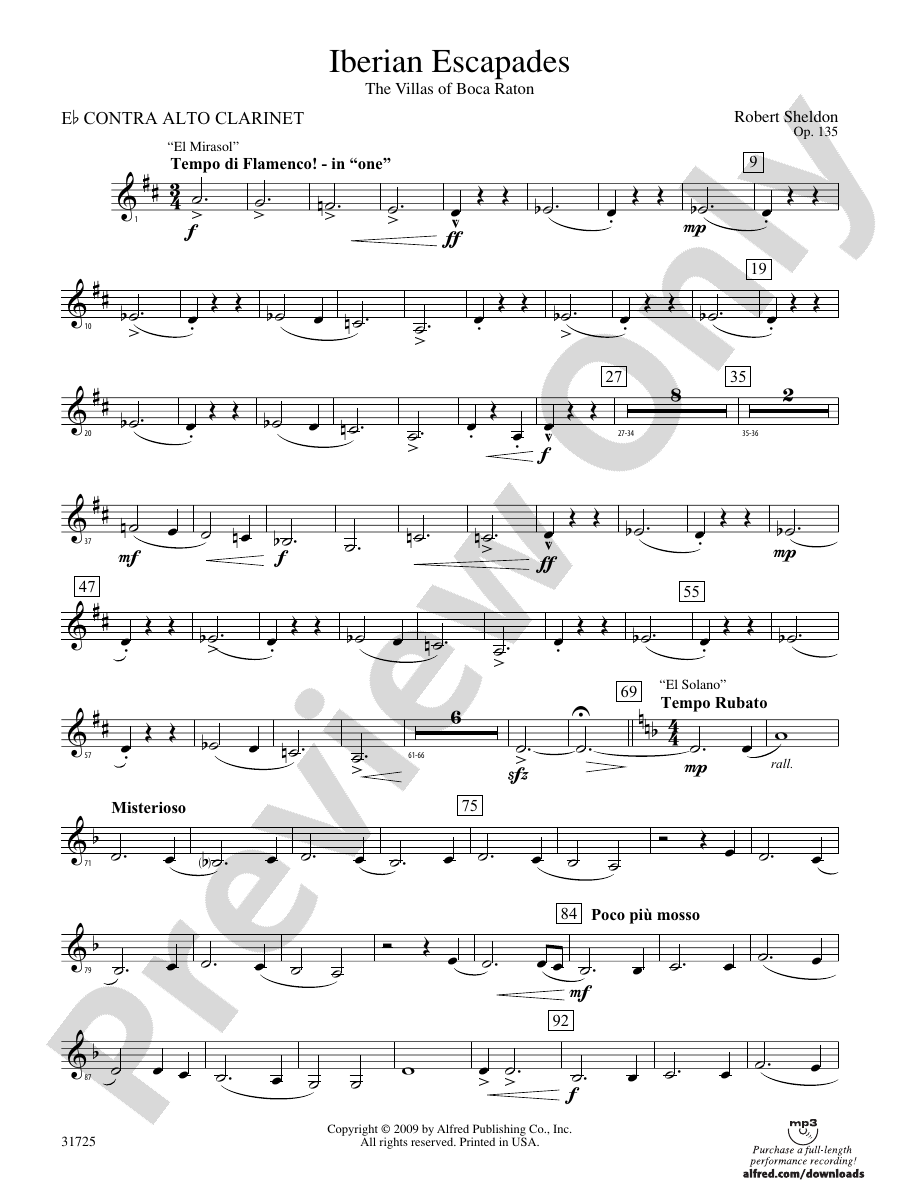 Iberian Escapades: (wp) E-flat Contrabass Clarinet: (wp) E-flat Contrabass Clarinet World Part ...