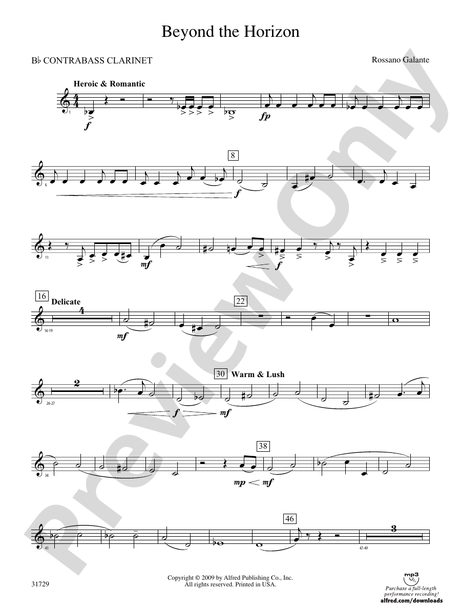 Beyond the Horizon: (wp) B-flat Contrabass Clarinet: (wp) B-flat ...