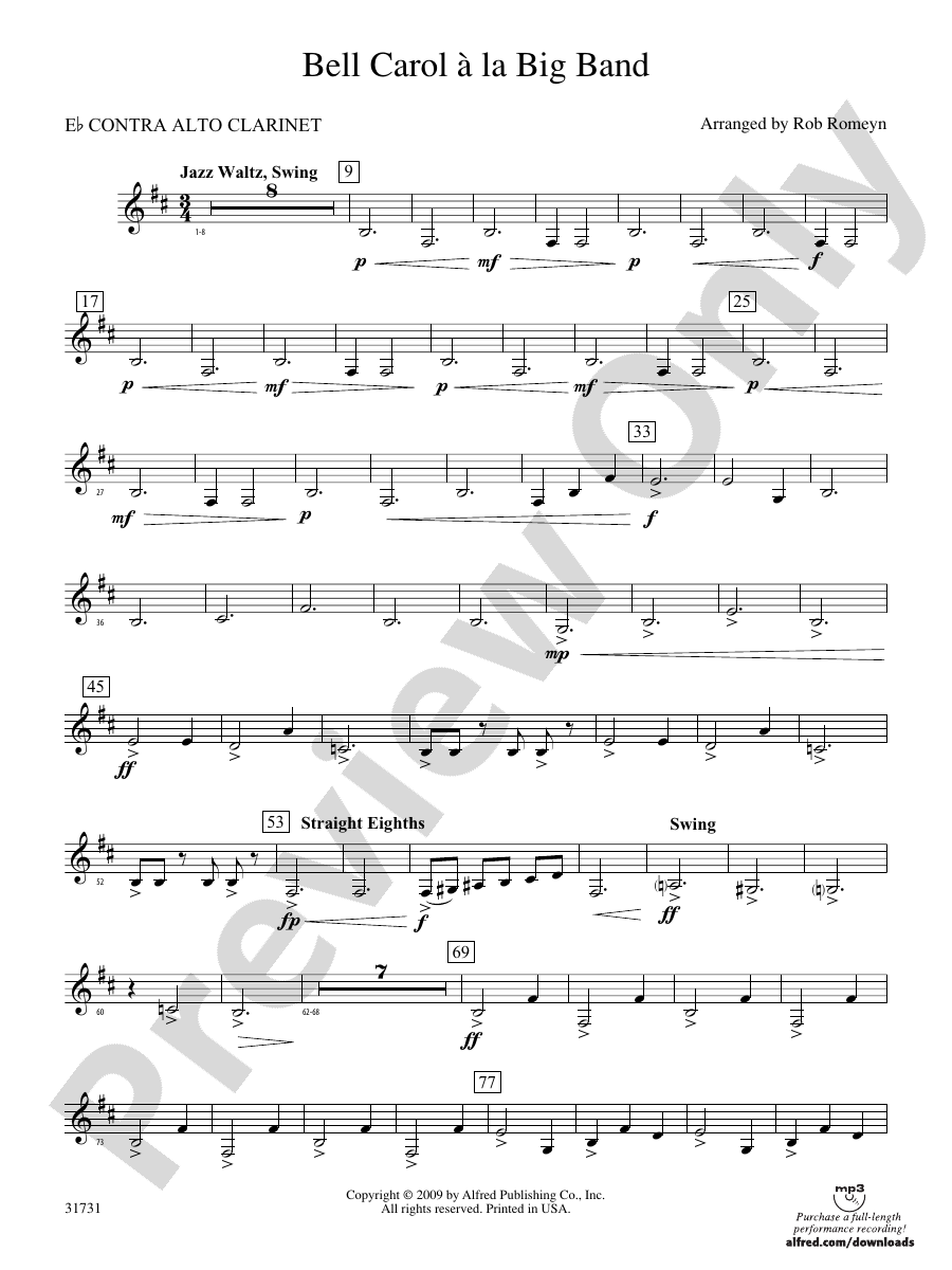 Bell Carol a la Big Band: (wp) E-flat Contrabass Clarinet: (wp) E-flat ...
