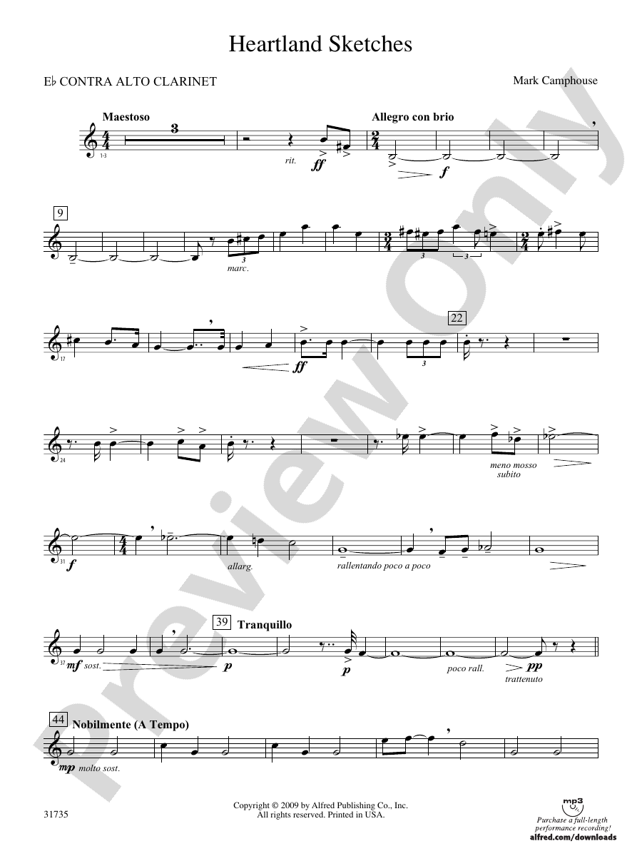 Heartland Sketches: (wp) E-flat Contrabass Clarinet: (wp) E-flat Contrabass Clarinet World Part ...