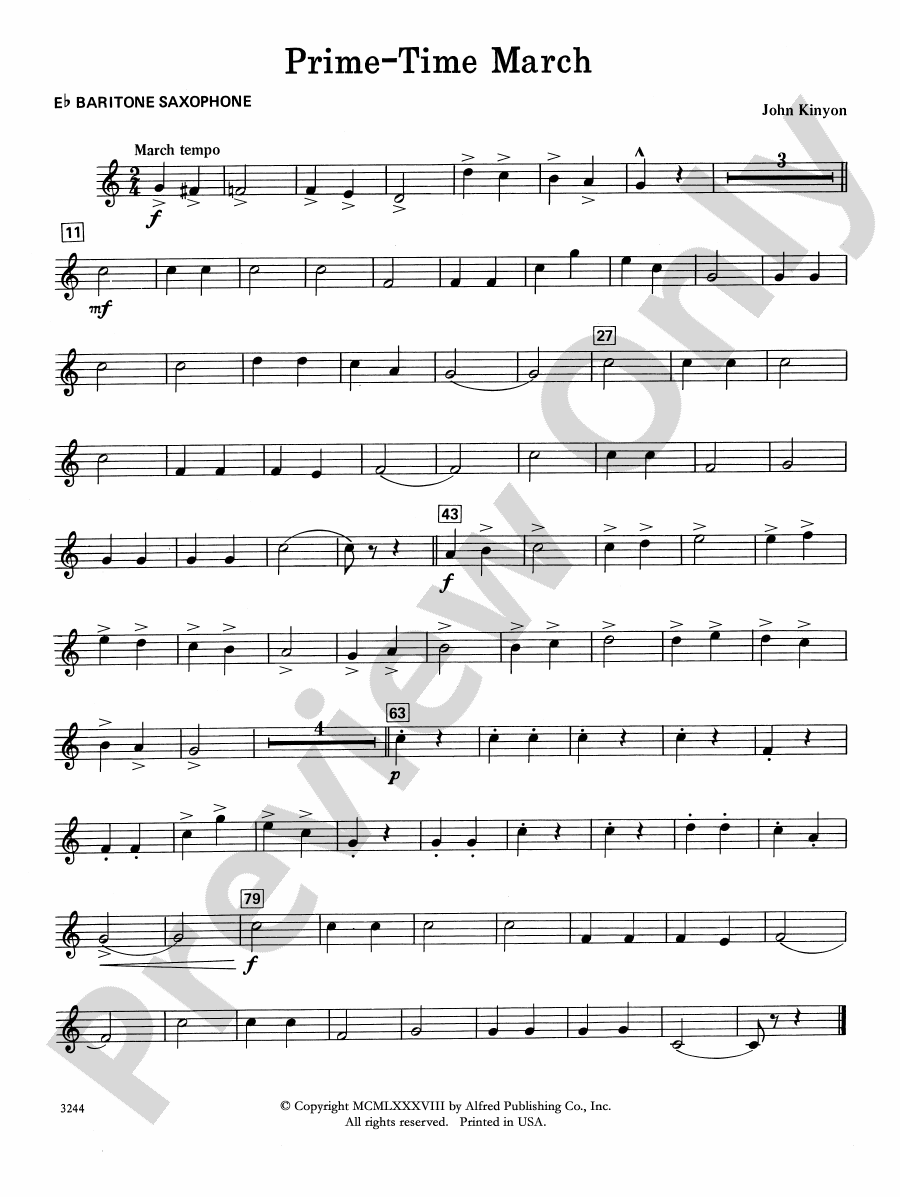 Prime-Time March: E-flat Baritone Saxophone: E-flat Baritone Saxophone ...