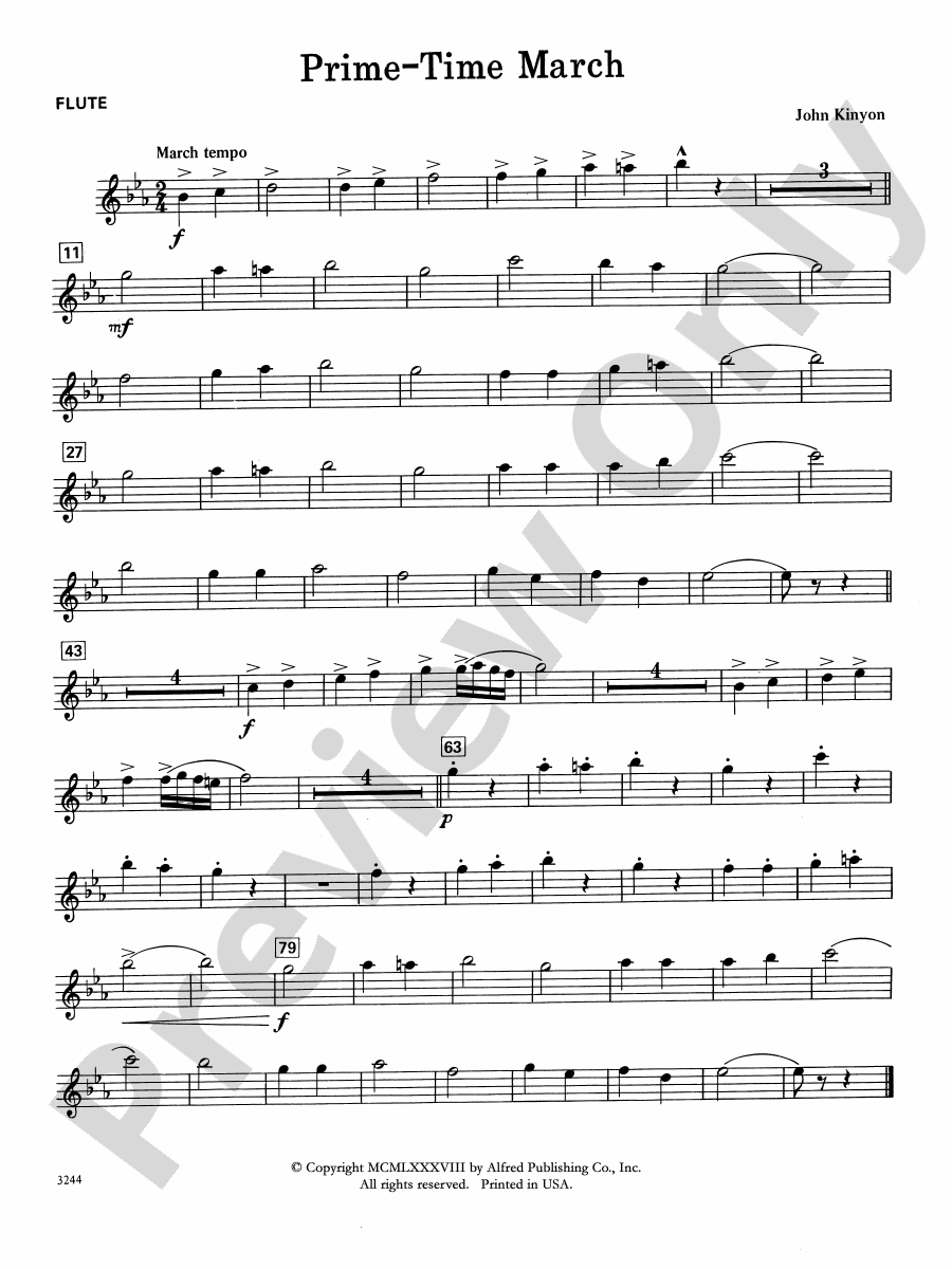 Prime-Time March: Flute: Flute Part - Digital Sheet Music Download