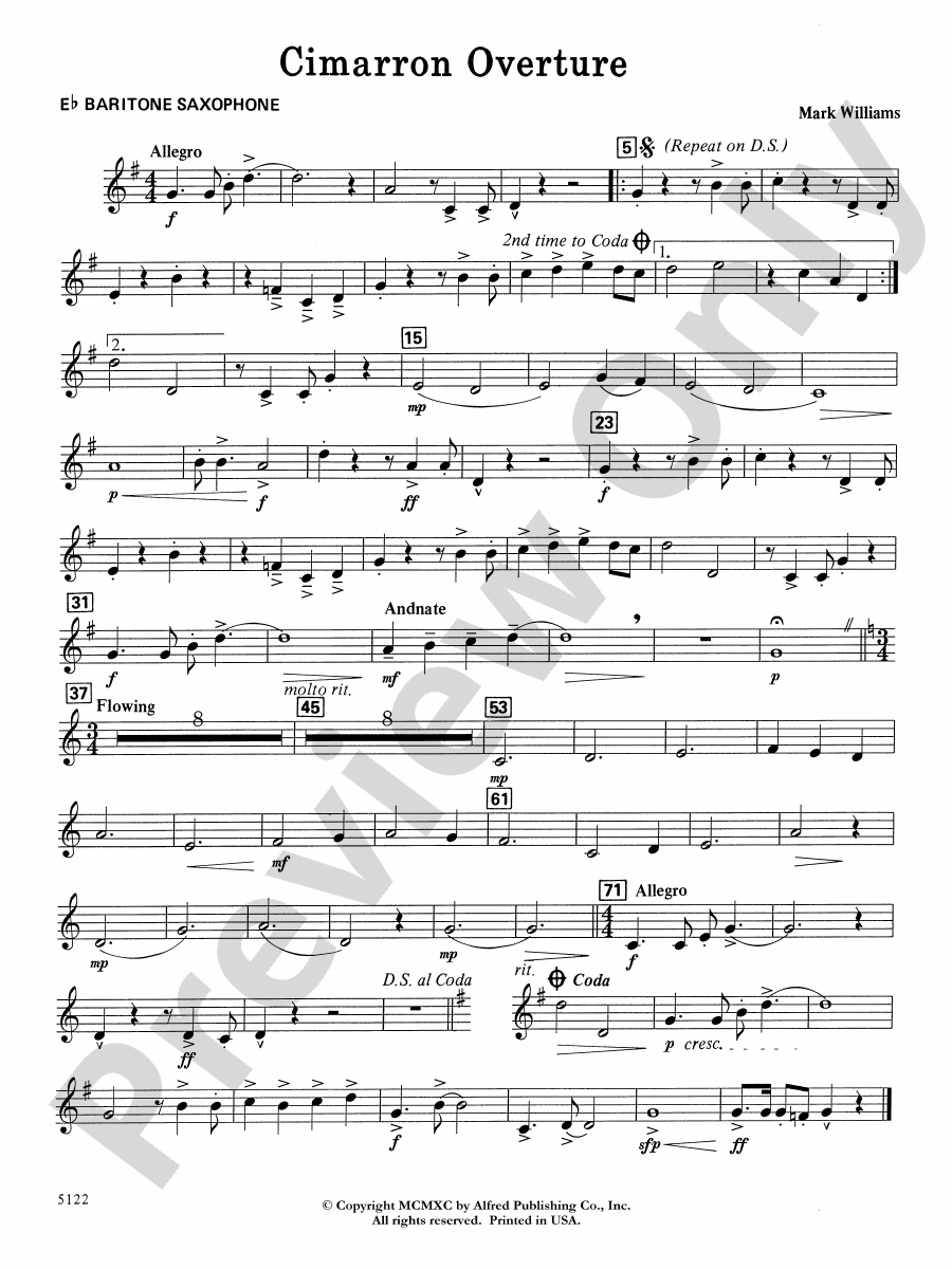 Cimarron Overture: E-flat Baritone Saxophone: E-flat Baritone Saxophone ...
