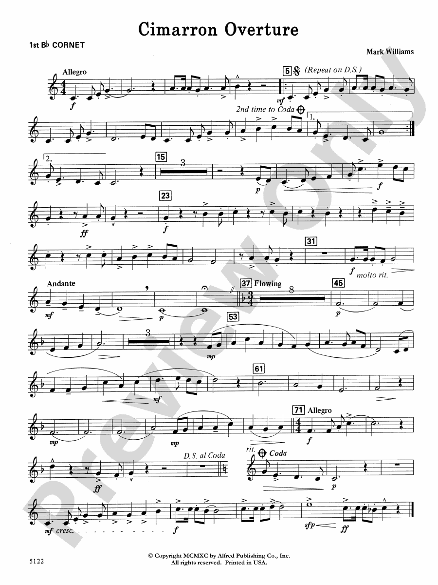 Cimarron Overture: 1st B-flat Cornet: 1st B-flat Cornet Part - Digital Sheet Music Download