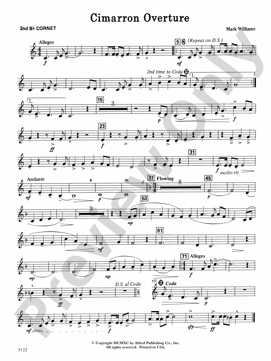 Cimarron Overture: 2nd B-flat Cornet: 2nd B-flat Cornet Part - Digital Sheet Music Download