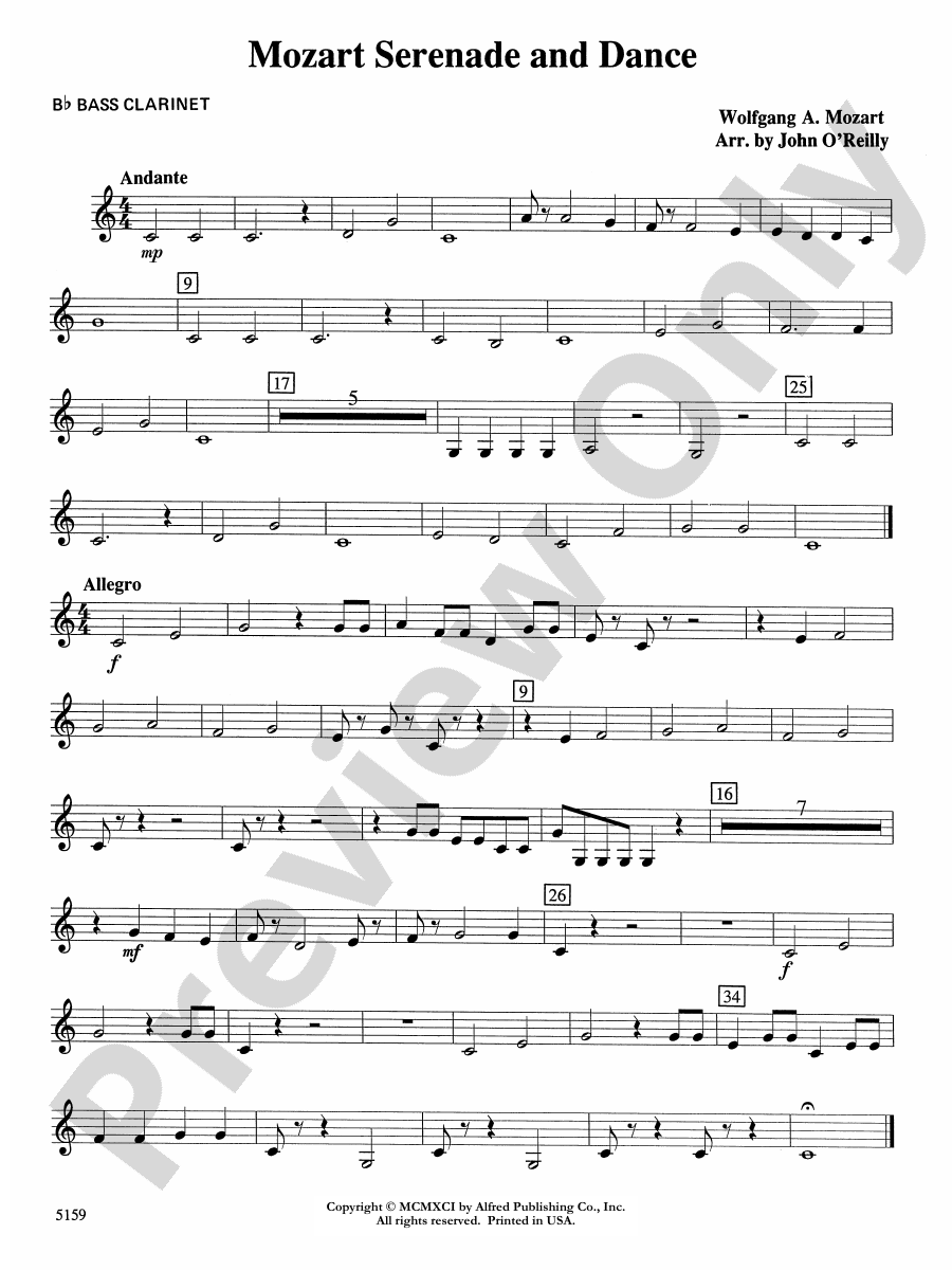 Mozart Serenade and Dance: B-flat Bass Clarinet: B-flat Bass Clarinet ...