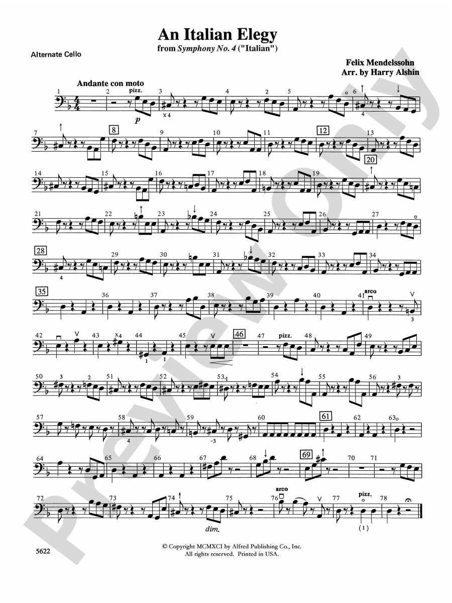 An Italian Elegy, from Symphony No. 4 "Italian": Alternate Cello ...