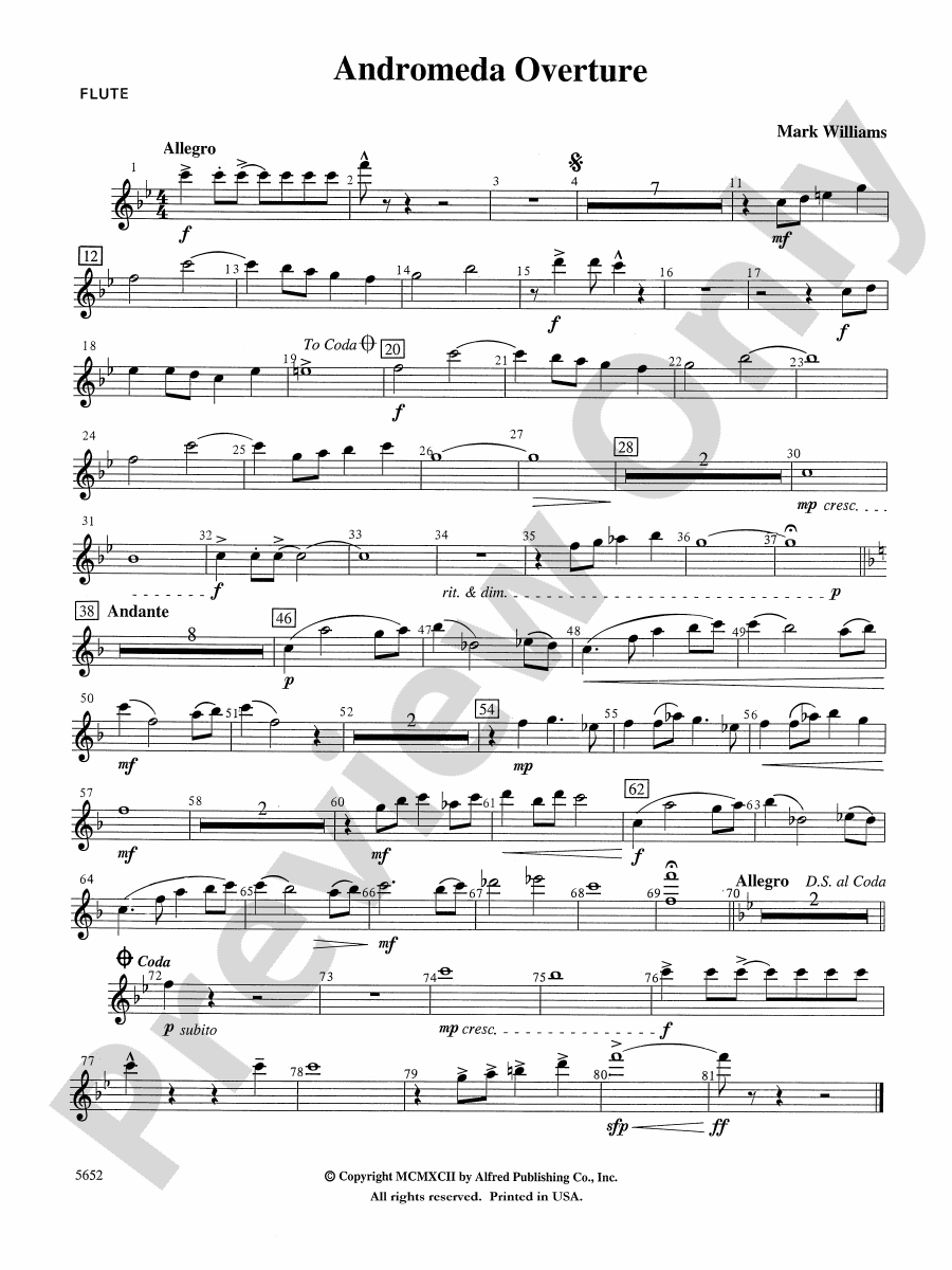 Andromeda Overture: Flute: Flute Part - Digital Sheet Music Download