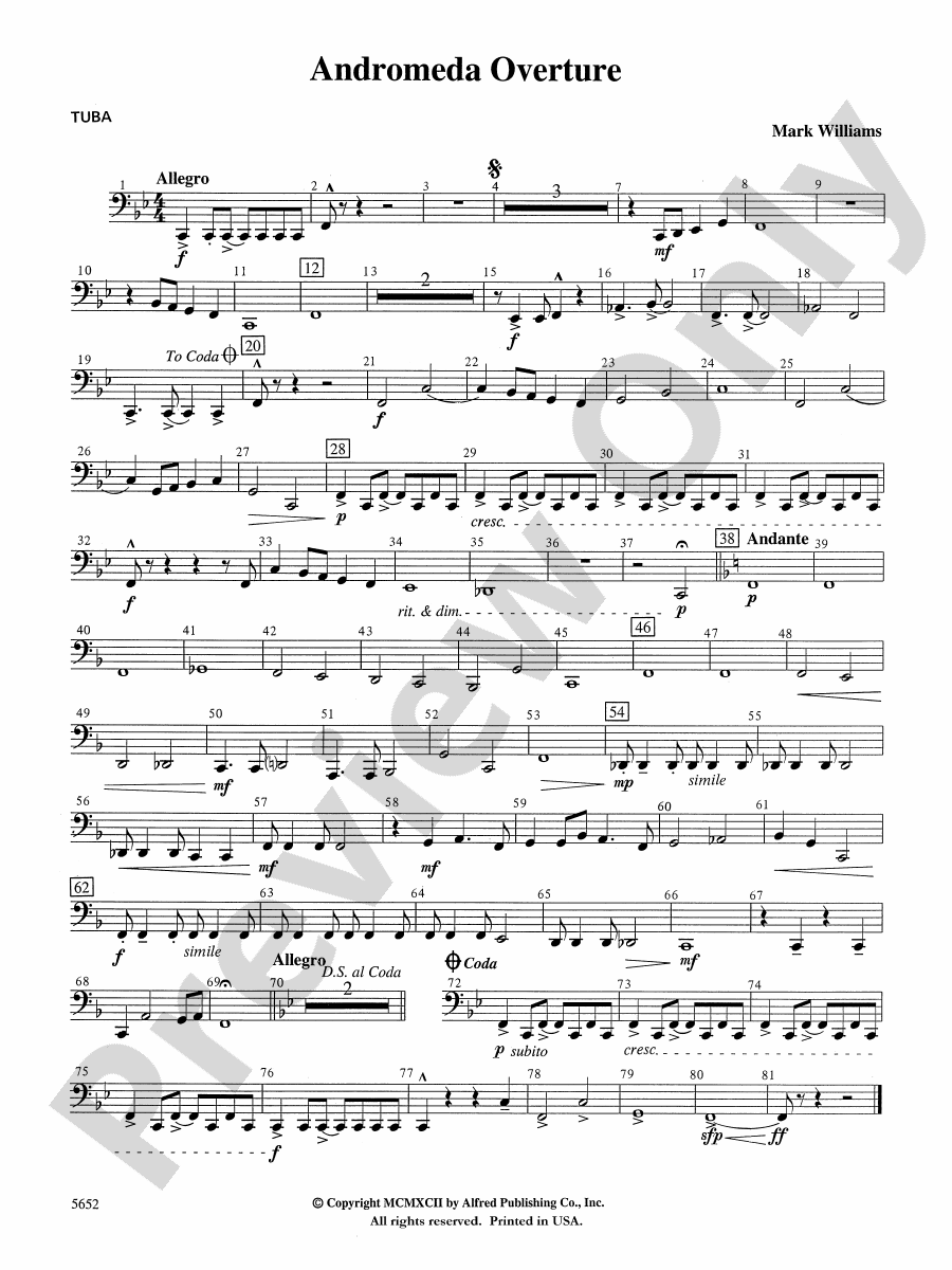 Andromeda Overture: Tuba: Tuba Part - Digital Sheet Music Download
