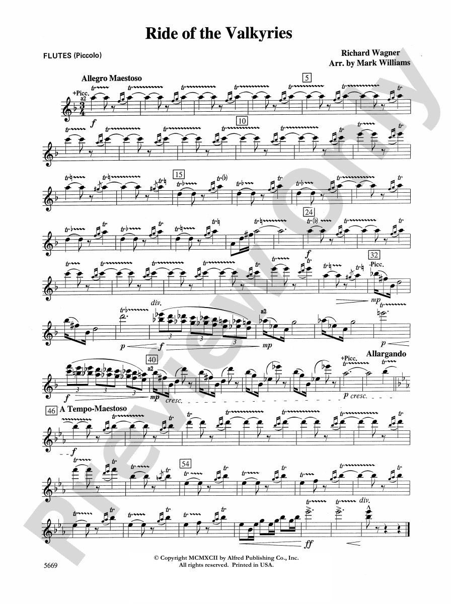 Ride of the Valkyries: Flute: Flute Part - Digital Sheet Music Download