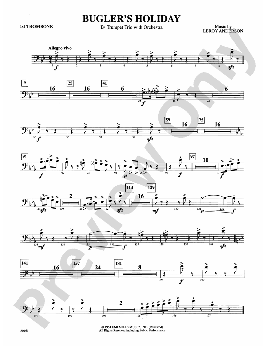 Bugler's Holiday: 1st Trombone: 1st Trombone Part - Digital Sheet Music Download