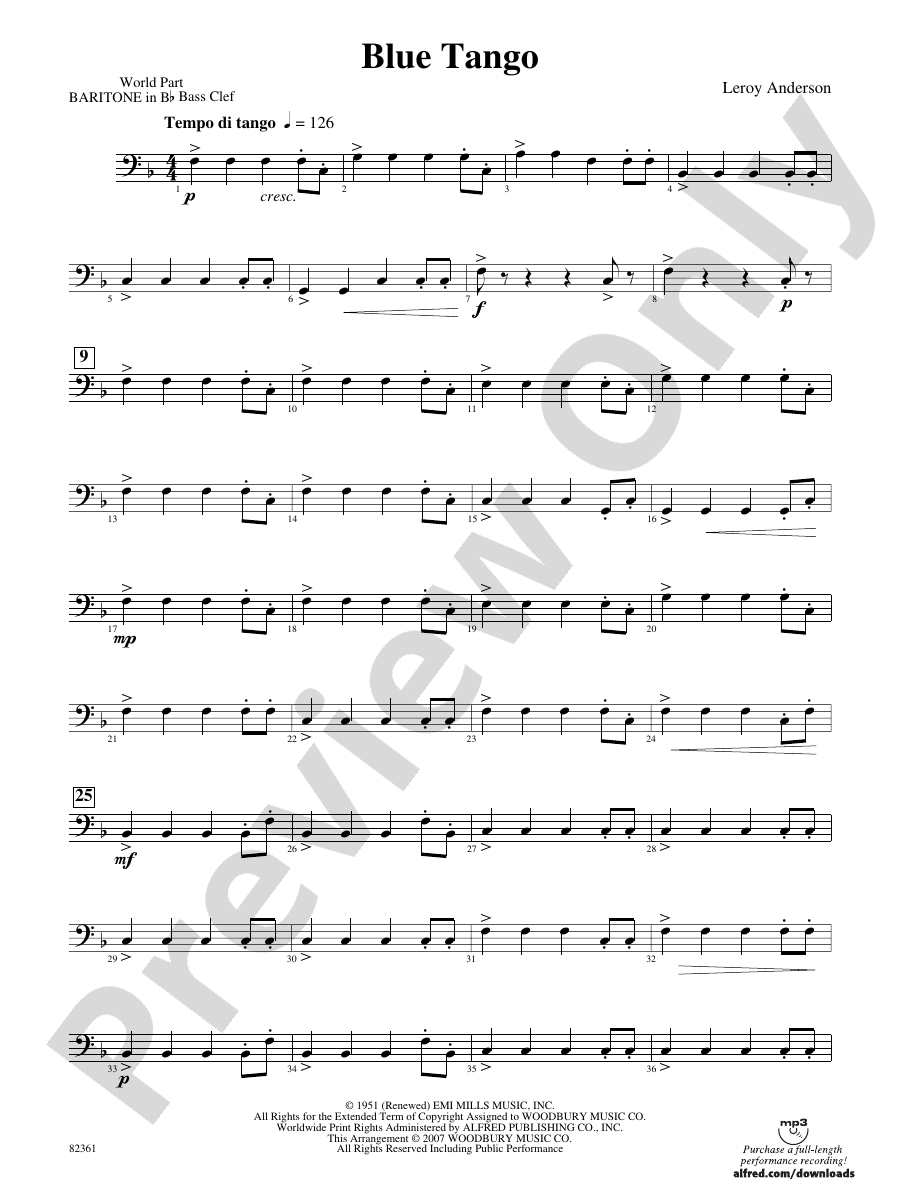 Blue Tango: (wp) B-flat Baritone B.C.: (wp) B-flat Baritone B.C. World ...