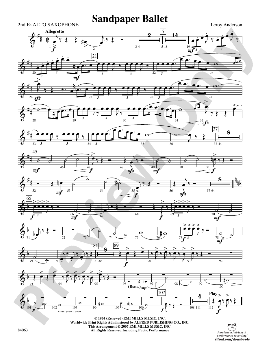 Sandpaper Ballet: 2nd E-flat Alto Saxophone: 2nd E-flat Alto Saxophone ...