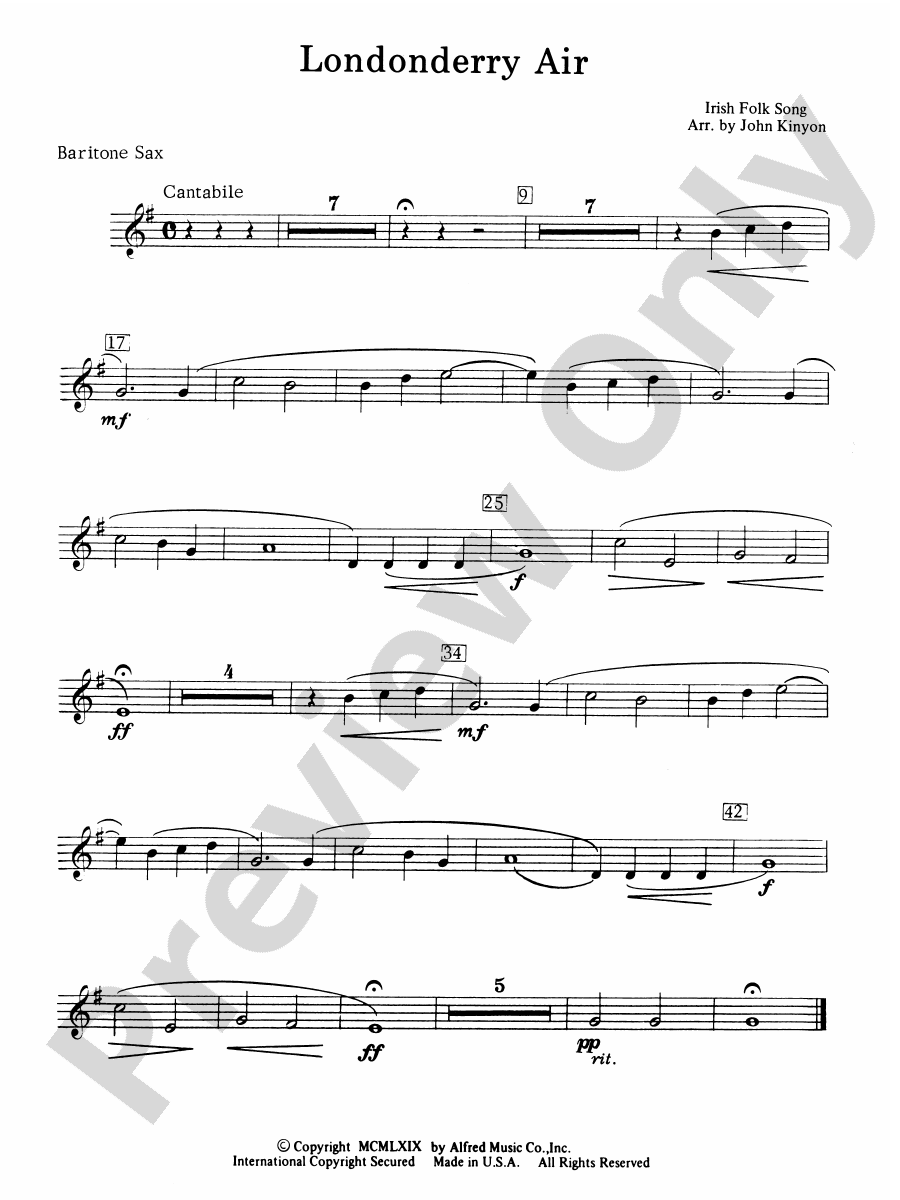Londonderry Air (featuring the Clarinet section): E-flat Baritone ...