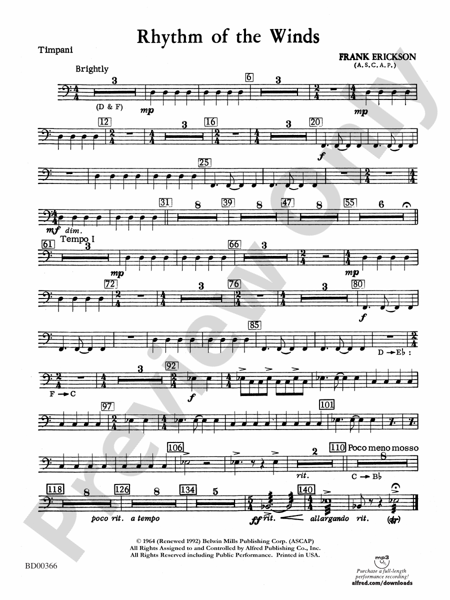 Rhythm of the Winds: Timpani: Timpani Part - Digital Sheet Music Download