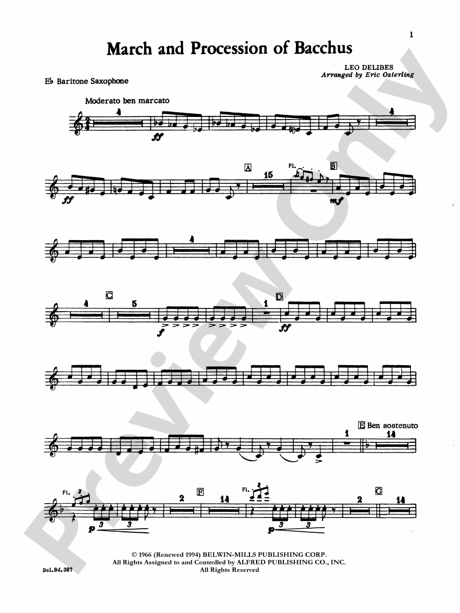 March and Procession of Bacchus: E-flat Baritone Saxophone: E-flat ...