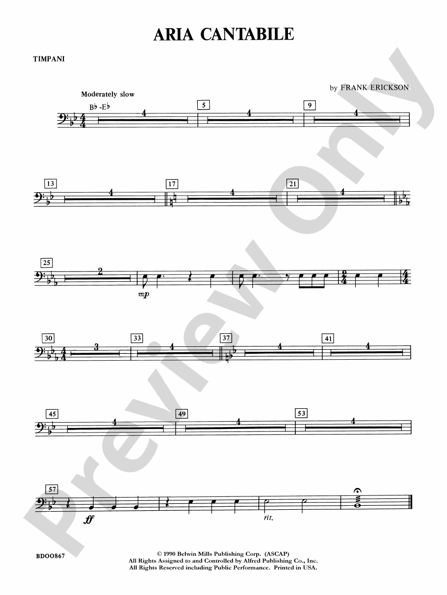 Aria Cantabile: Timpani: Timpani Part - Digital Sheet Music Download