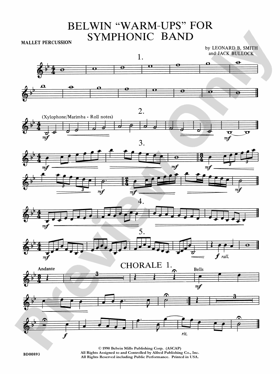Belwin "Warm-Ups" for Symphonic Band: Mallets: Mallets Part - Digital ...
