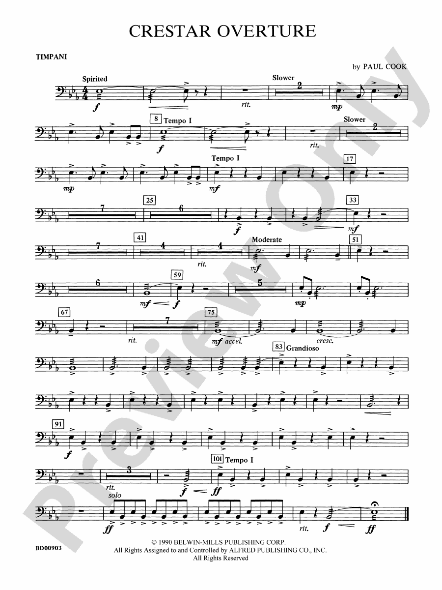 Crestar Overture: Timpani: Timpani Part - Digital Sheet Music Download