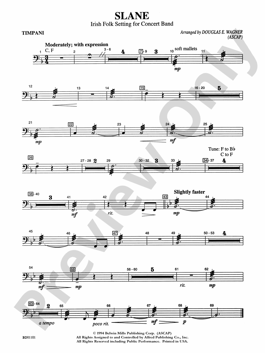 Slane: Timpani: Timpani Part - Digital Sheet Music Download