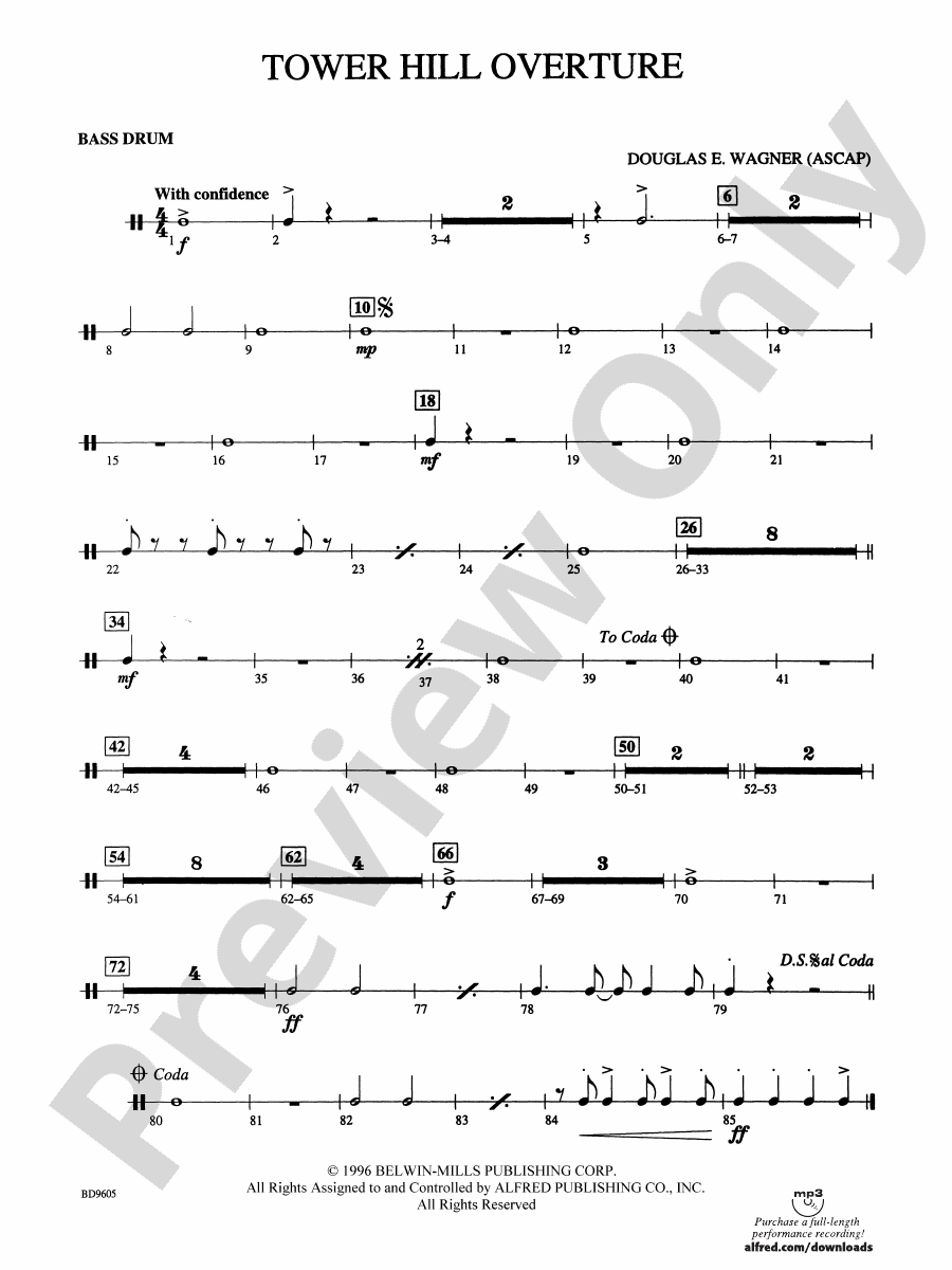 Tower Hill Overture: Bass Drum: Bass Drum Part - Digital Sheet Music Download
