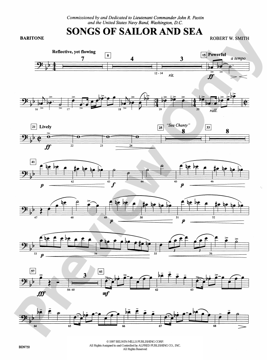 Songs of Sailor and Sea: Baritone B.C.: Baritone B.C. Part - Digital ...
