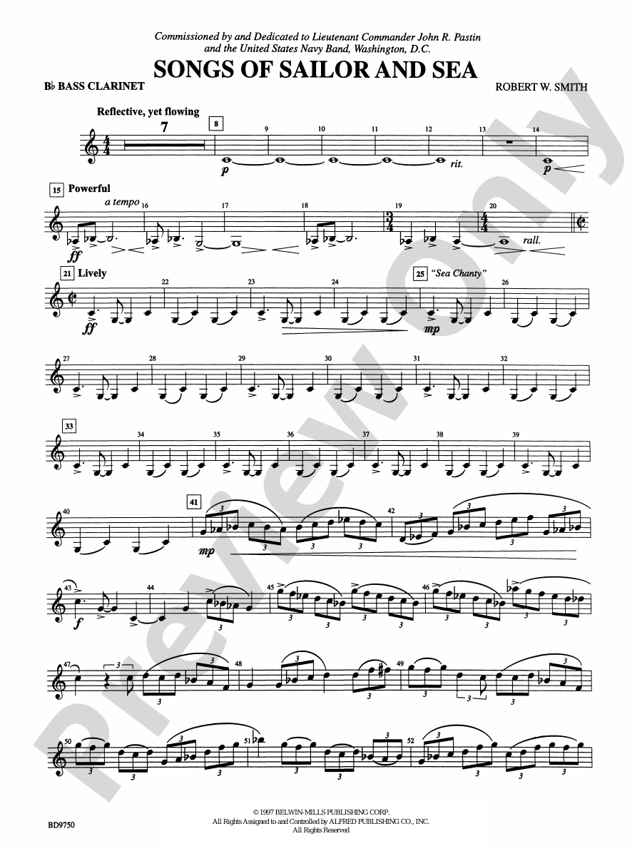Songs of Sailor and Sea: B-flat Bass Clarinet: B-flat Bass Clarinet ...