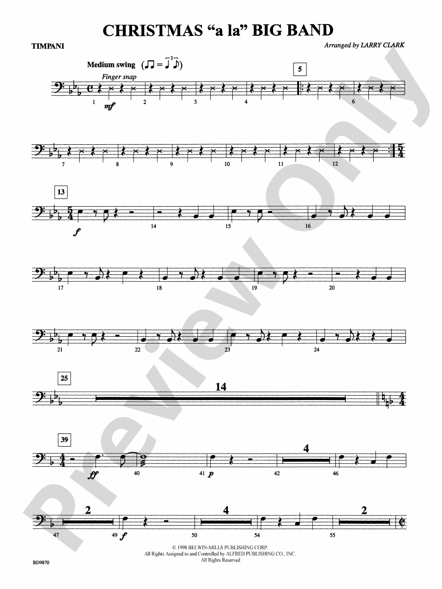 Christmas a la Big Band: Timpani: Timpani Part - Digital Sheet Music ...