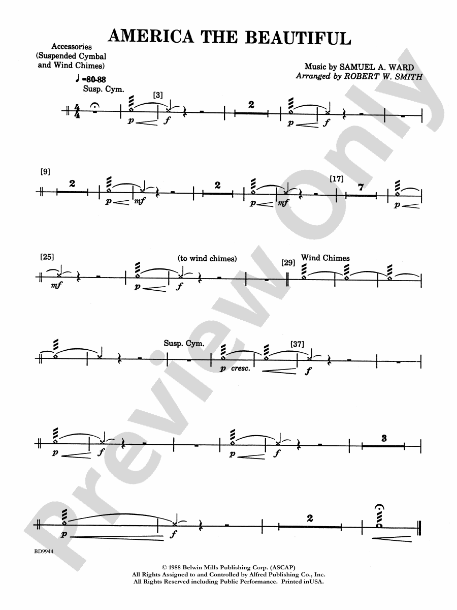 America the Beautiful: 2nd Percussion: 2nd Percussion Part - Digital ...