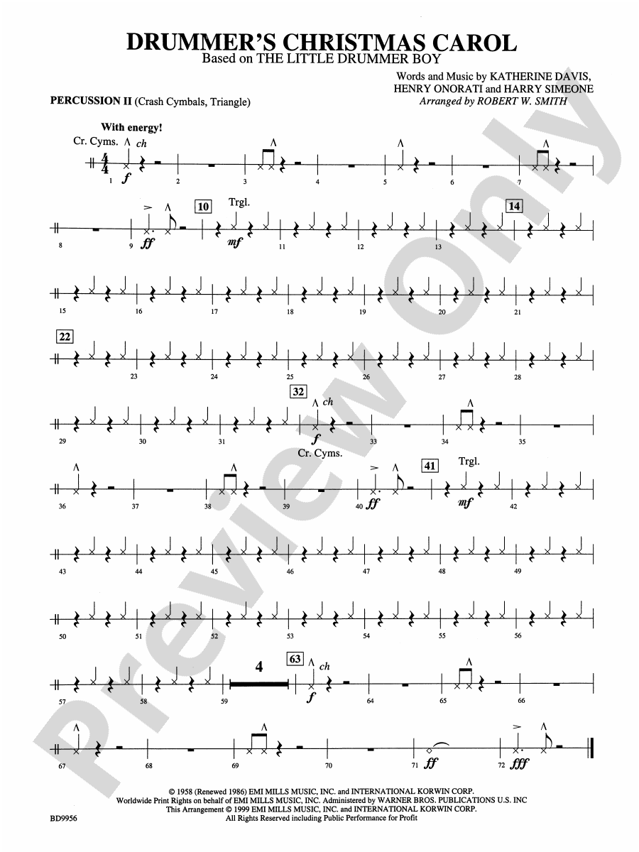 Drummer's Christmas Carol: 2nd Percussion: 2nd Percussion Part ...