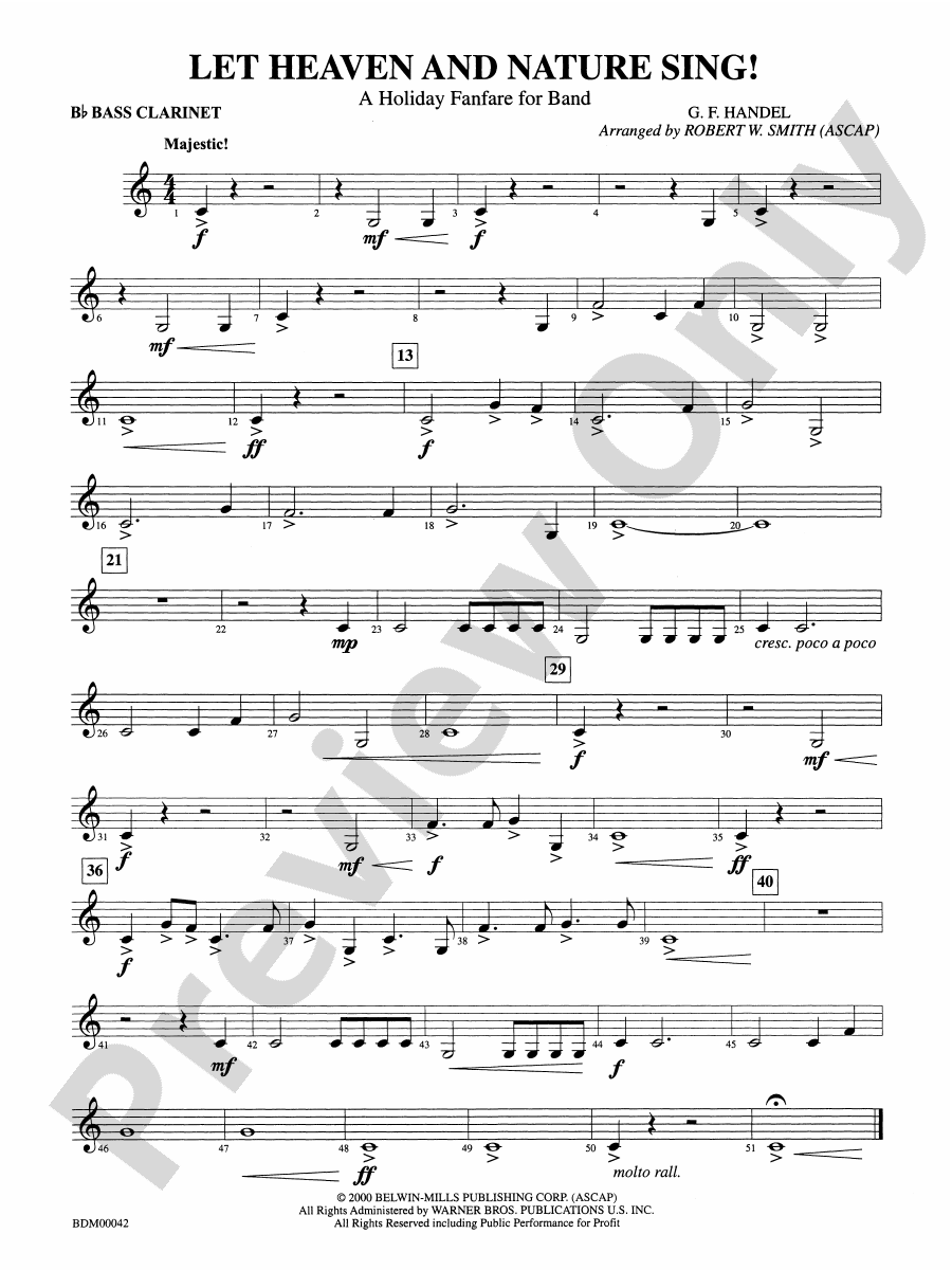 Let Heaven and Nature Sing!: B-flat Bass Clarinet: B-flat Bass Clarinet ...