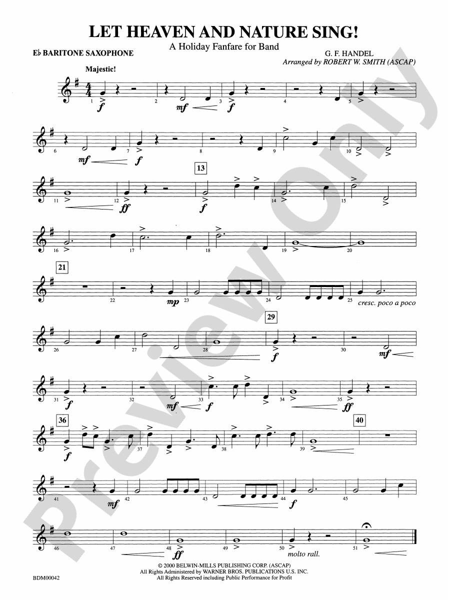 Let Heaven and Nature Sing!: E-flat Baritone Saxophone: E-flat Baritone ...