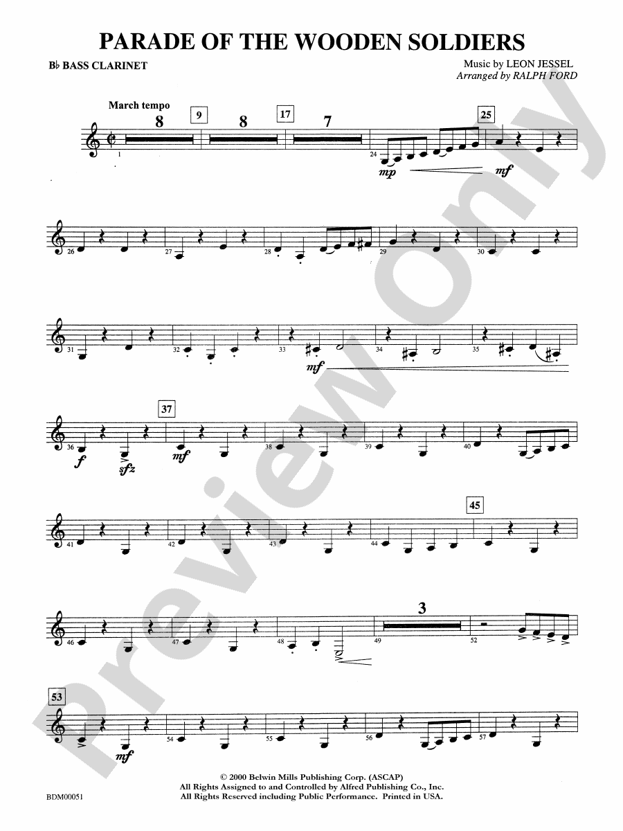 Parade of the Wooden Soldiers: B-flat Bass Clarinet: B-flat Bass ...