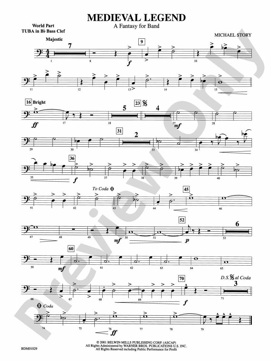 Medieval Legend (A Fantasy for Band): (wp) B-flat Tuba B.C.: (wp) B ...