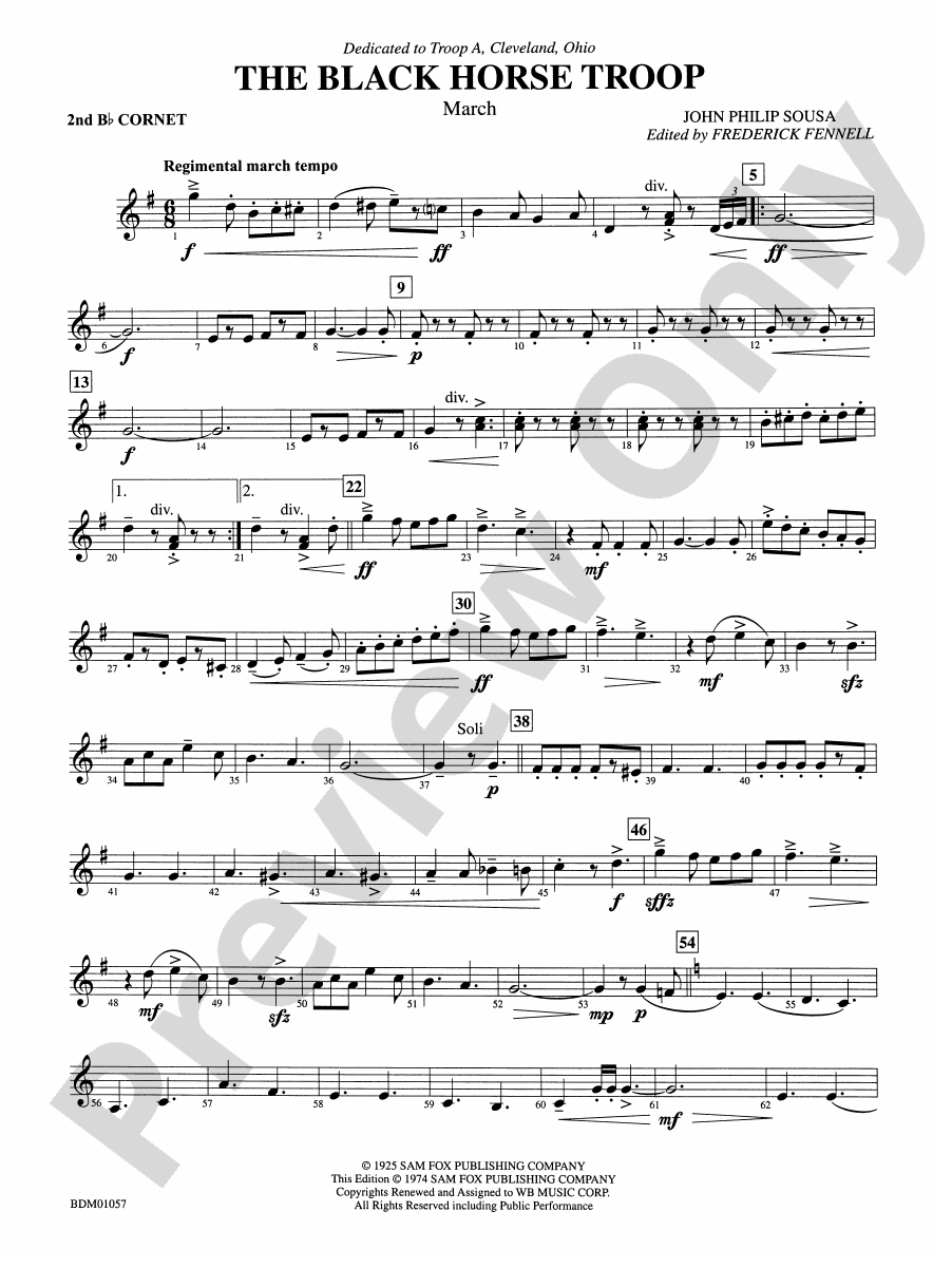 Black Horse Troop: 2nd B-flat Cornet: 2nd B-flat Cornet Part - Digital Sheet Music Download