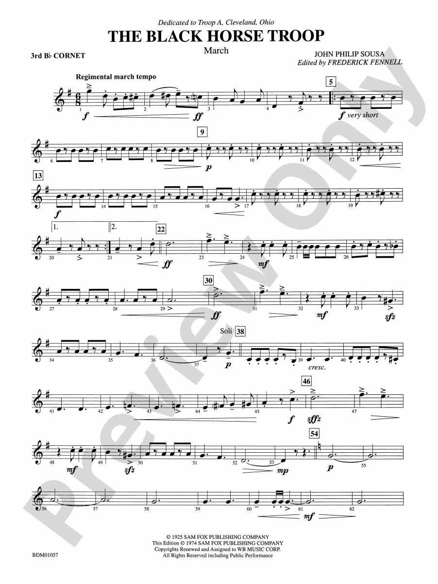 Black Horse Troop: 3rd B-flat Cornet: 3rd B-flat Cornet Part - Digital Sheet Music Download