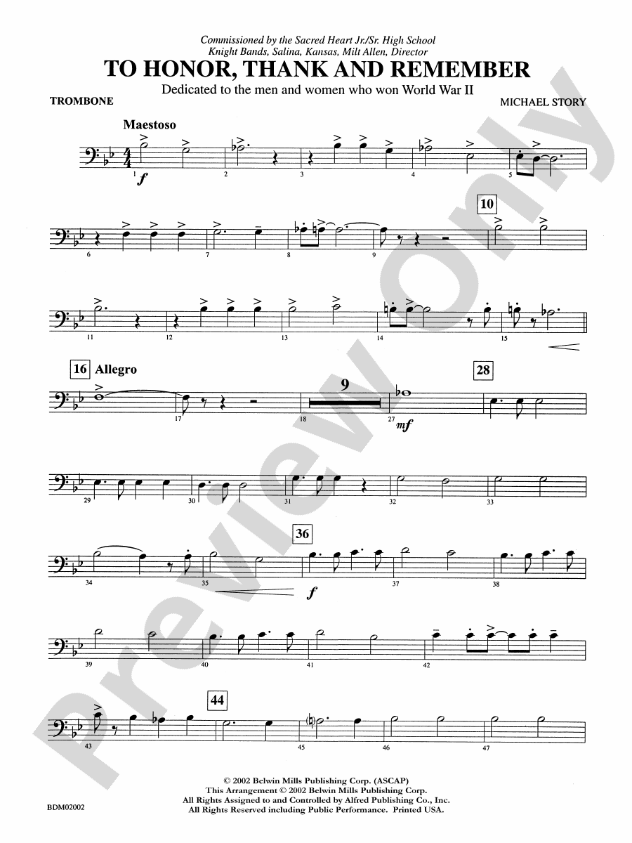 To Honor, Thank and Remember: 1st Trombone: 1st Trombone Part - Digital ...