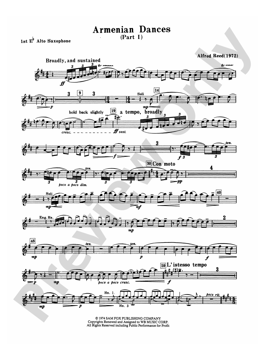 Armenian Dances Part I E Flat Alto Saxophone E Flat Alto Saxophone