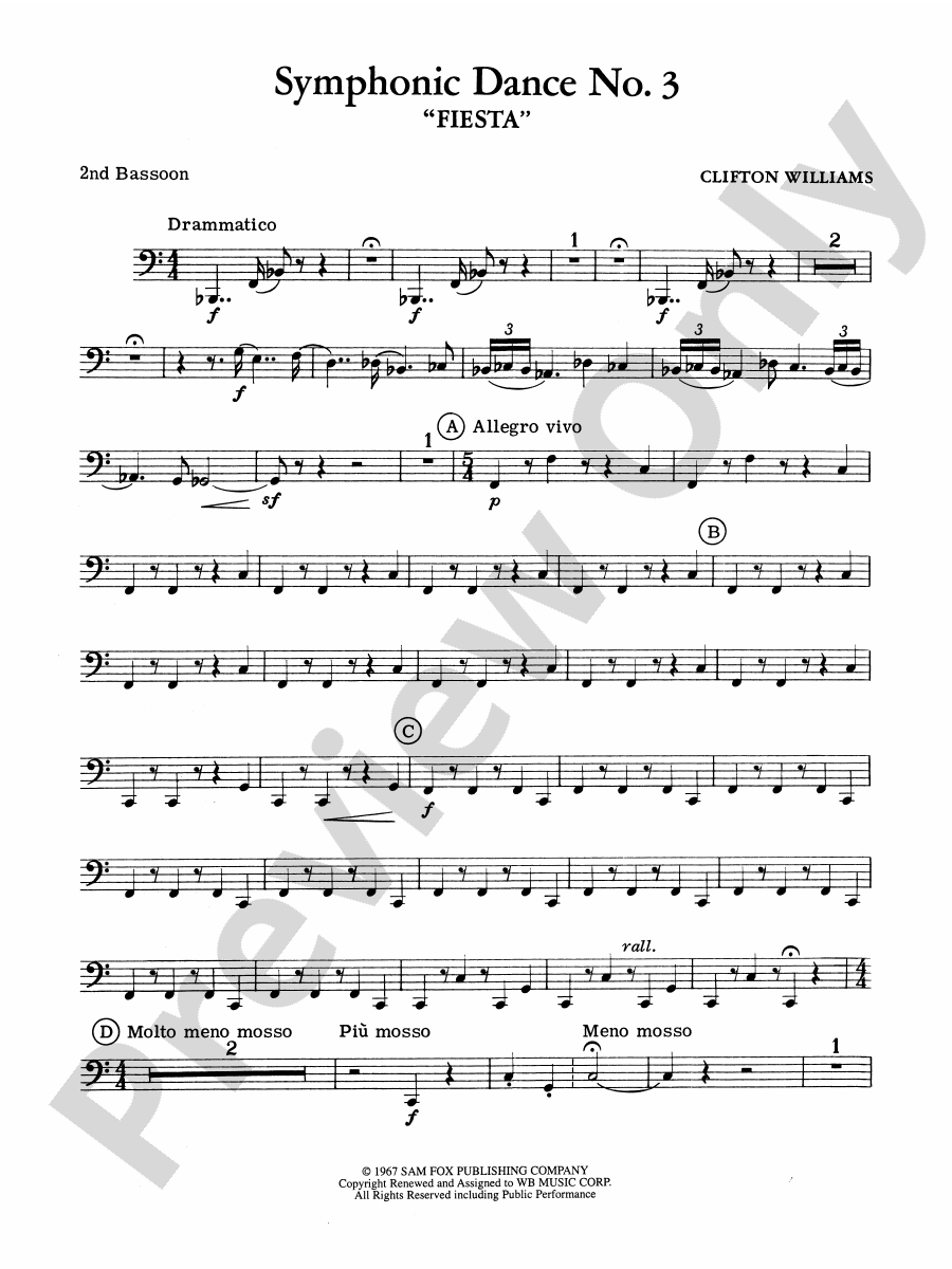 Symphonic Dance No. 3 ("Fiesta"): 2nd Bassoon: 2nd Bassoon Part ...