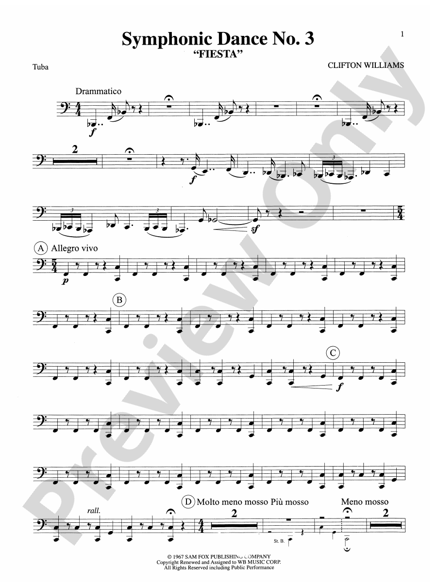Symphonic Dance No. 3 ("Fiesta"): Tuba: Tuba Part - Digital Sheet Music ...