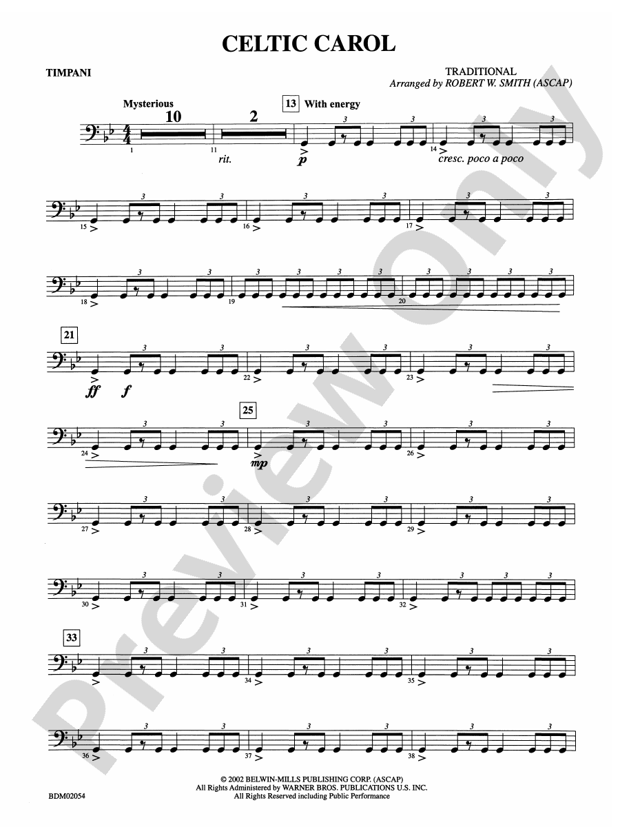 Celtic Carol: Timpani: Timpani Part - Digital Sheet Music Download