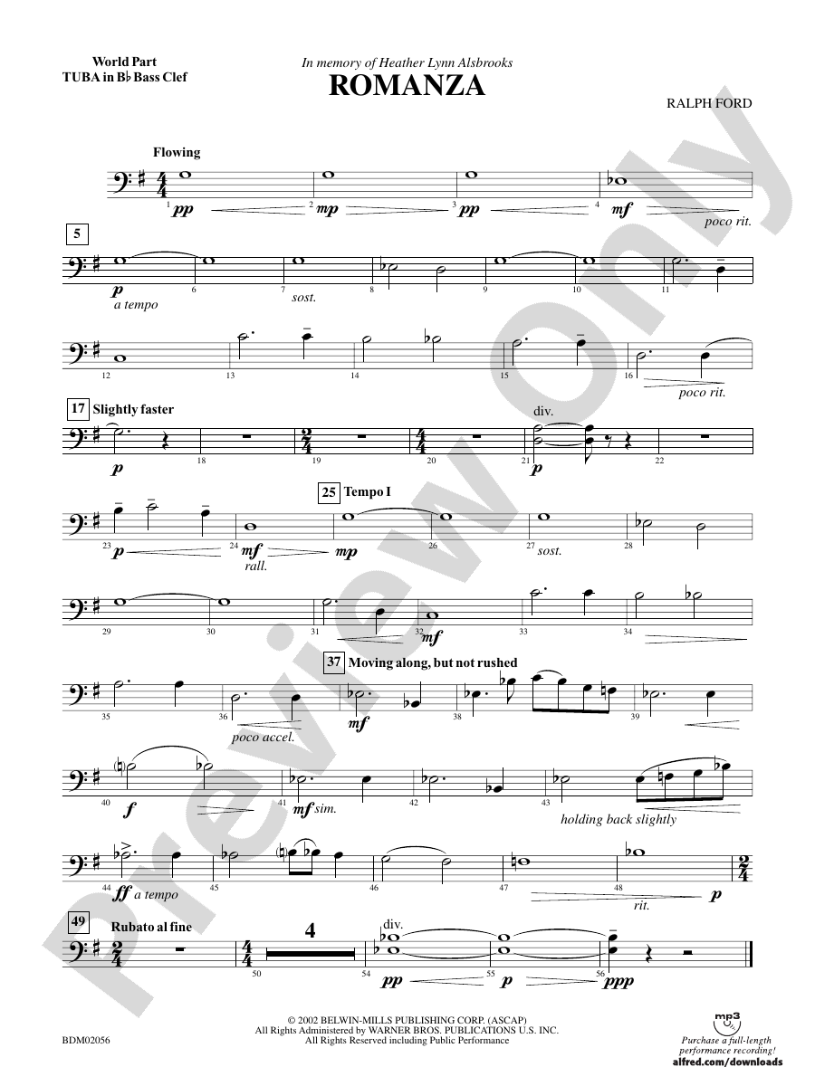 Romanza: (wp) B-flat Tuba B.C.: (wp) B-flat Tuba B.C. World Part ...