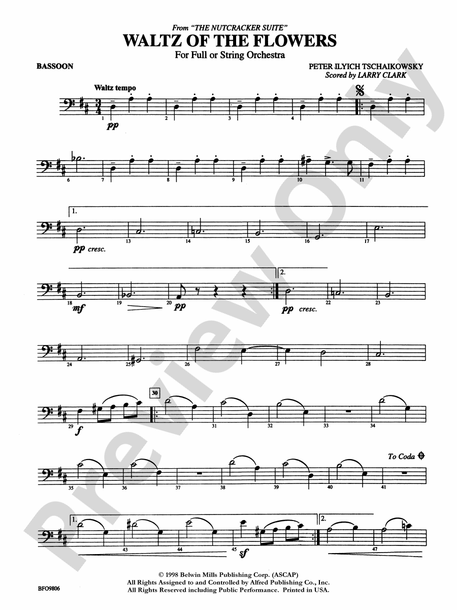 Waltz of the Flowers (from The Nutcracker Suite): Bassoon: Bassoon Part ...