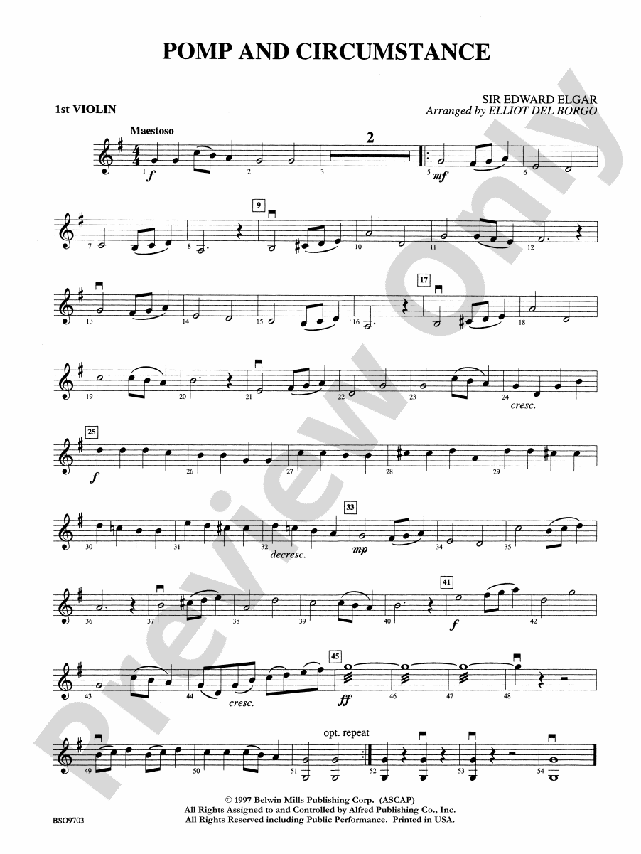 Pomp and Circumstance: 1st Violin: 1st Violin Part - Digital Sheet ...