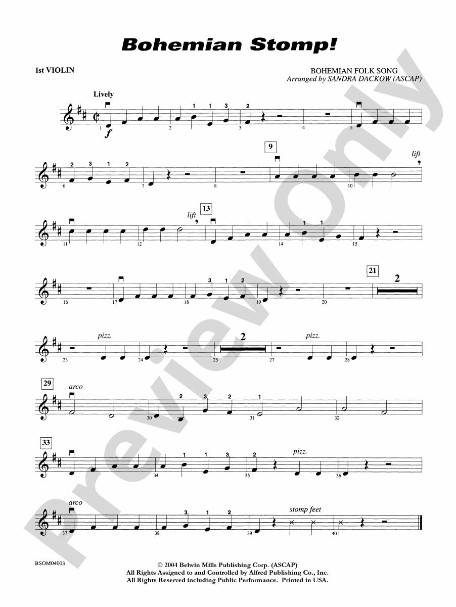 Bohemian Stomp!: 1st Violin: 1st Violin Part - Digital Sheet Music Download