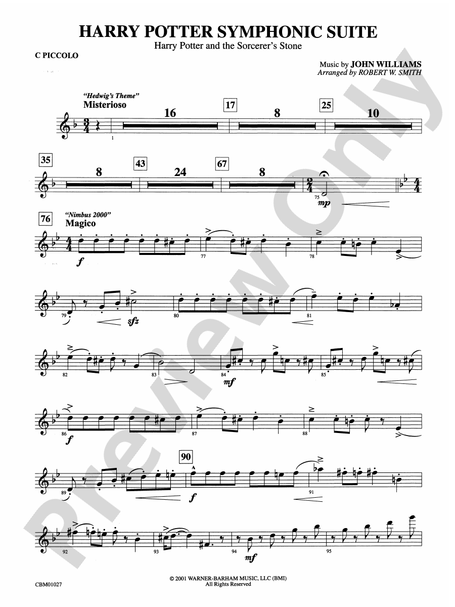 Harry Potter Symphonic Suite: Piccolo: Piccolo Part - Digital Sheet ...